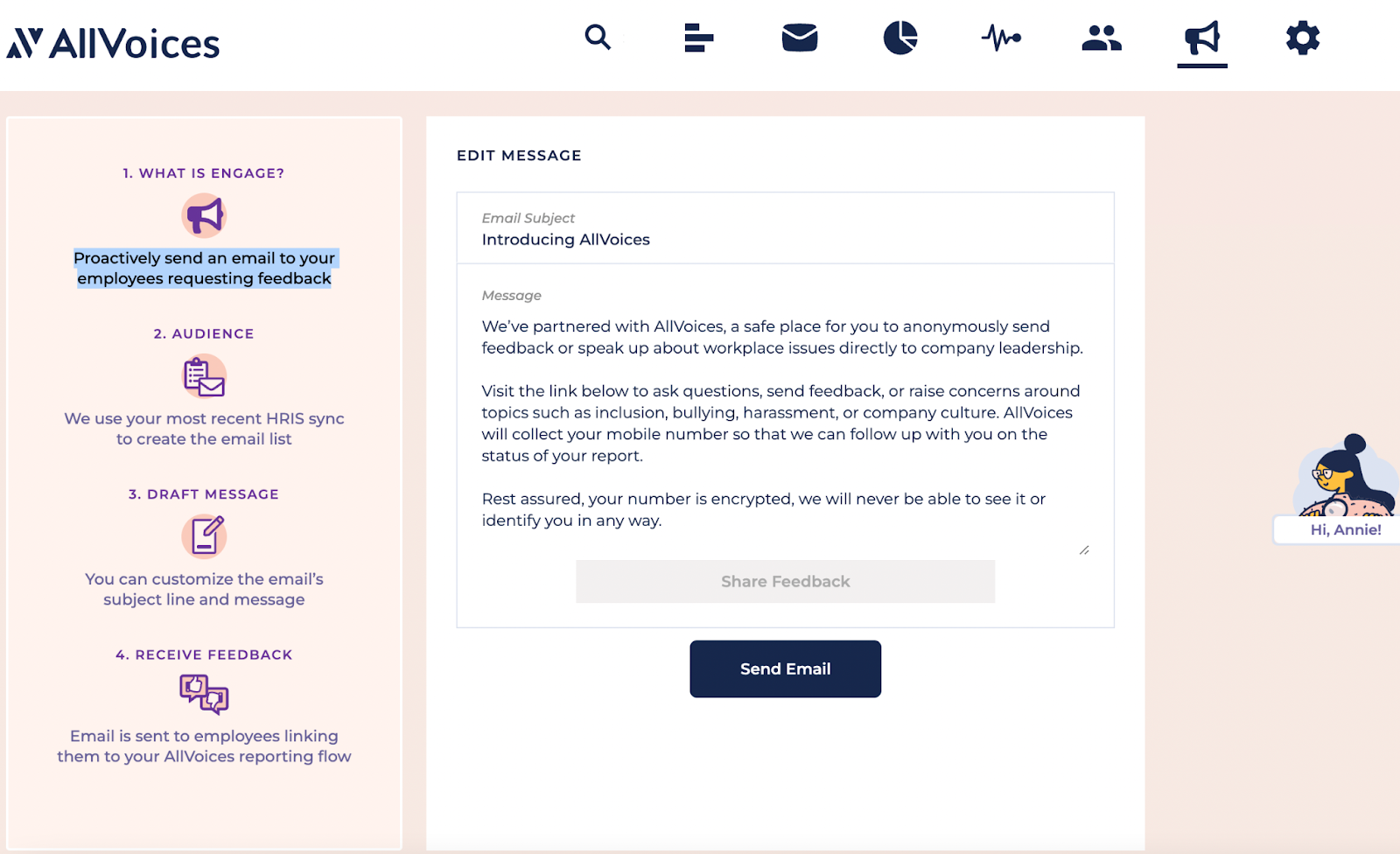 Engage: Send an Email to Employees Via AllVoices Encouraging Them to ...