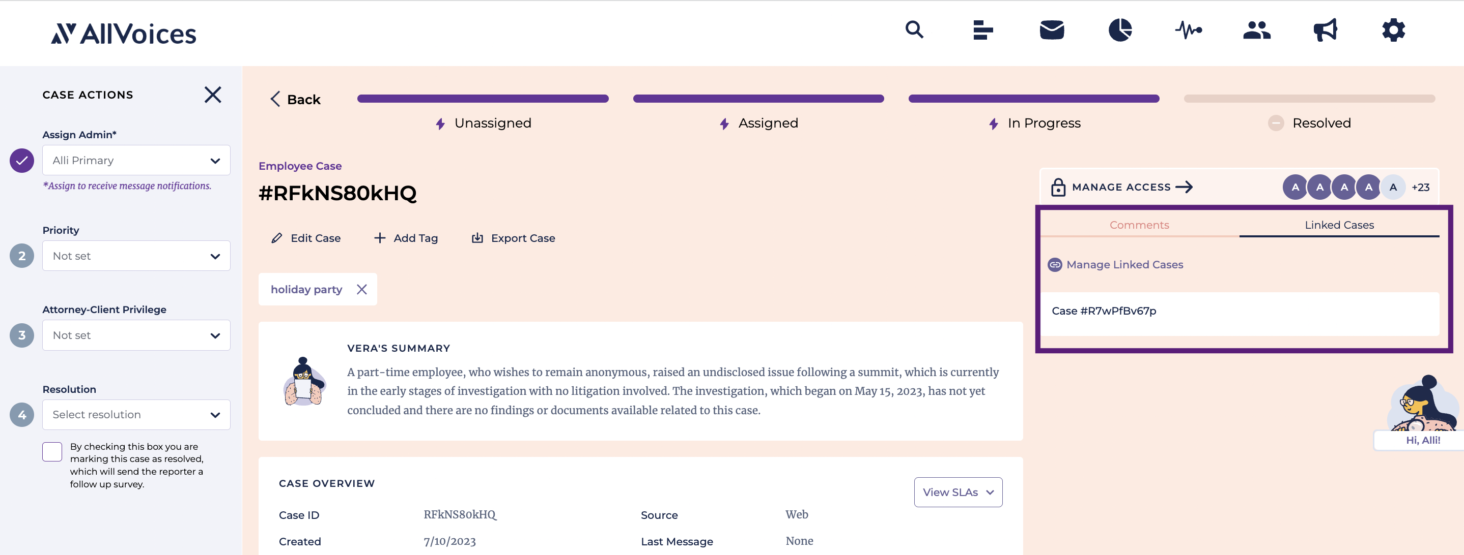 Case Details Page: What's New – AllVoices