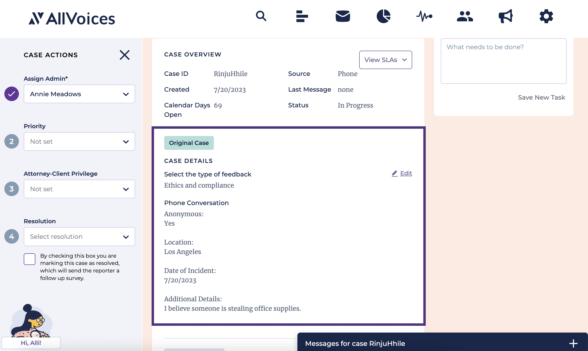 Cases Submitted Via Phone Line – AllVoices