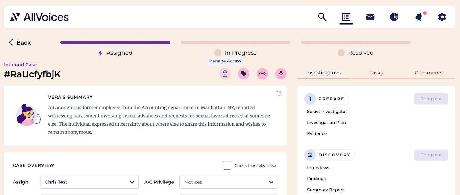 Managing Case Access – AllVoices